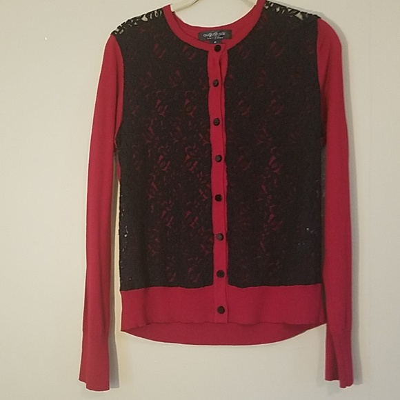 august silk | Sweaters | August Silk Heritage Lace Front Cardigan ...